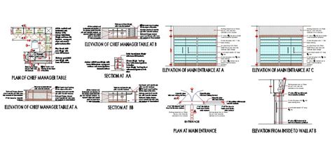 elevation and plan detail of office block 2d view cad structural block