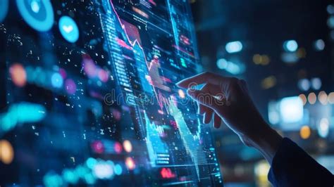 Hand Interacting With Futuristic Digital Data Screen Stock Image Image Of Analytics Analysis
