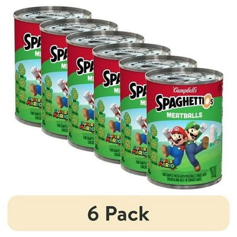 6 Pack Spaghettios Super Mario Bros Canned Pasta With Meatballs 156