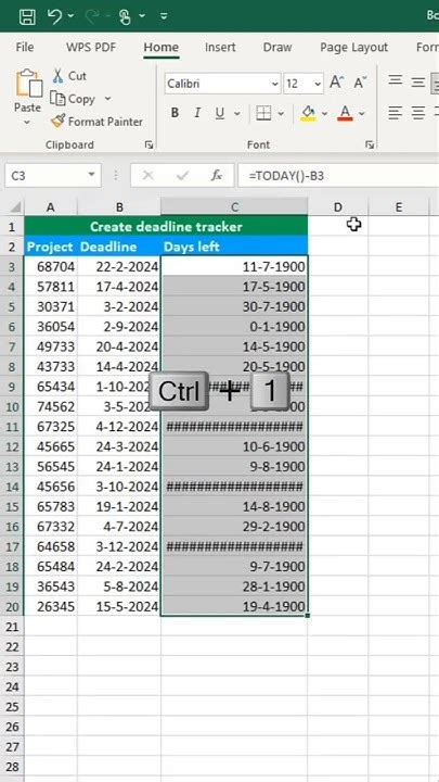 How To Create Deadline Tracker In Excel Excel Exceltips Exceltricks Shorts Youtube