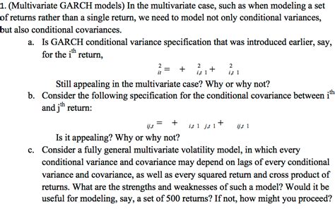 Multivariate Garch Models In The Multivariate Case