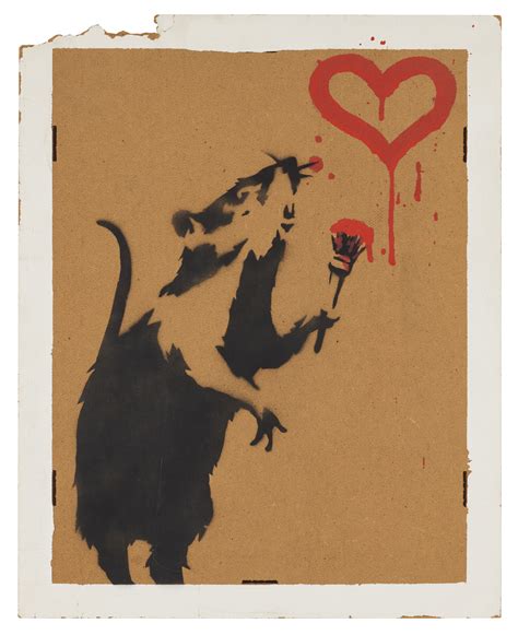 Banksy Love Rat White Border Mutualart