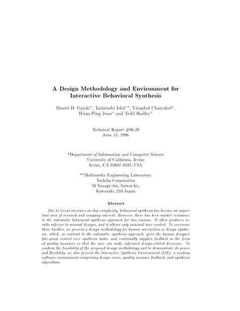 Pdf A Design Methodology And Environment For Interactive Behavioral