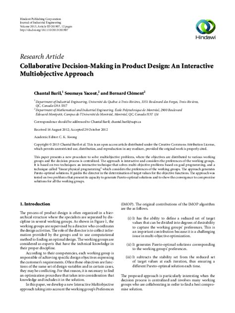 Pdf Collaborative Decision Making In Product Design An Interactive
