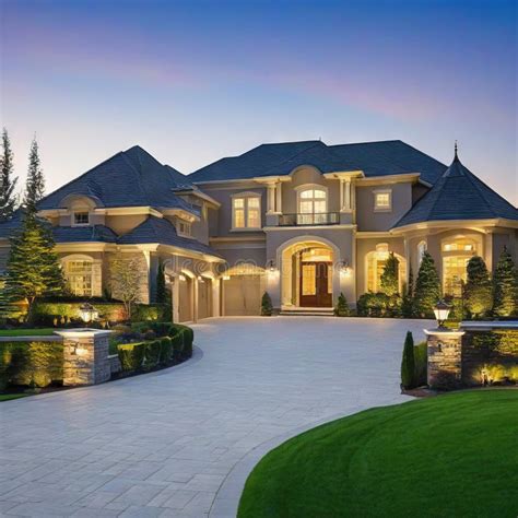Upper Class Luxury Big House Exterior Of Expensive Real Estate Stock