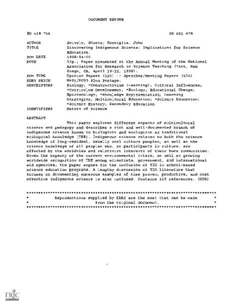 Pdf Discovering Indigenous Science Implications For Science Education