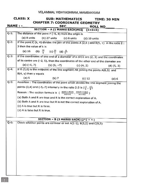 Coordinate Geometry Worksheet Pdf