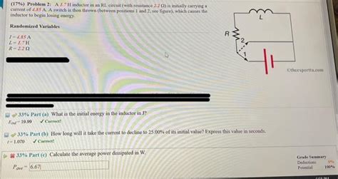 17 Problem 2 A 1 7h Inductor In An Rl Circuit