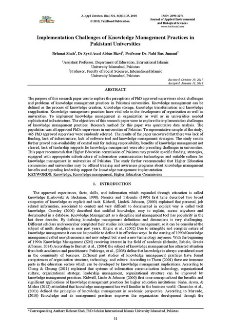 Pdf Implementation Challenges Of Knowledge Management Practices In Page 001