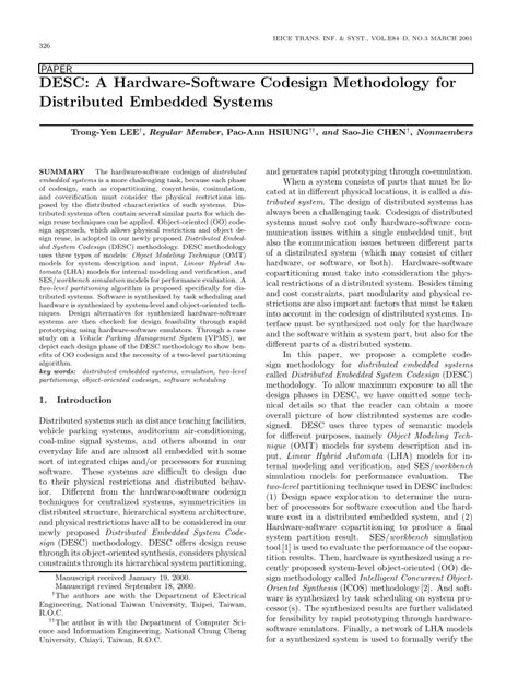 Pdf Desc A Hardware Software Codesign Methodology For Distributed