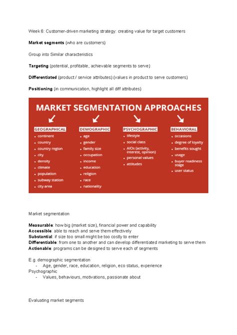 Week 6 Customer Driven Marketing Strategy Creating Value For Target Customers Demographic