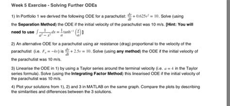 solved week 5 exercise solving further odes 1 in portfolio