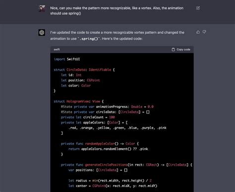 gpt4 prototyped this animation in swiftui zero code edits thread