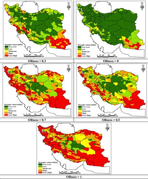 Drought Vulnerability Map In Iran Based On Different Orness Download