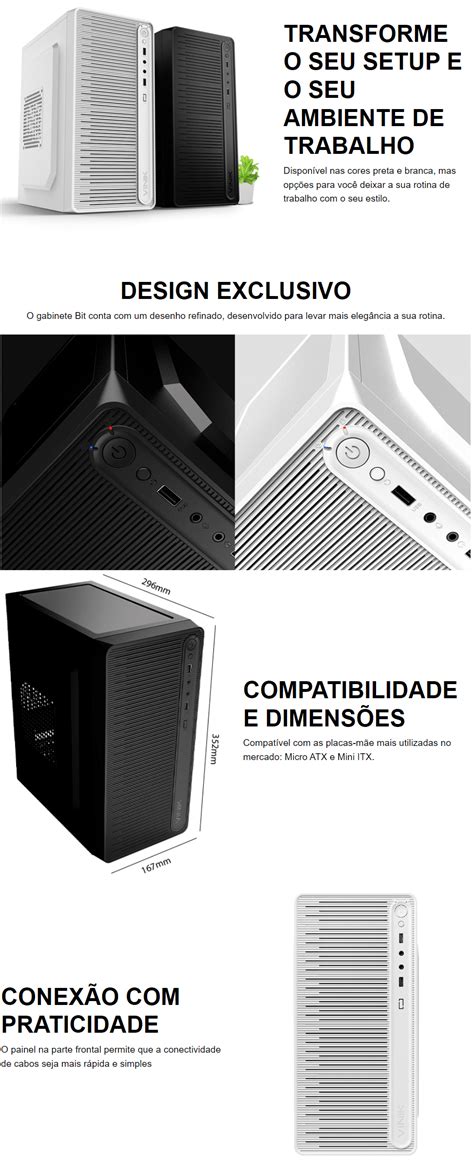 Gabinete Vinik Corporativo Bit Mid Tower Branco — Hardstore Informática Loja De Informática E