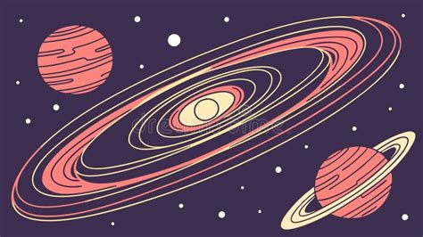 Galaxy And Planets Cosmic And Astronomical Scene Vector Design