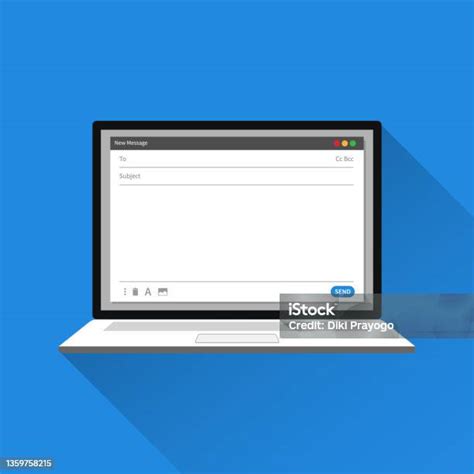 랩톱 화면 개념에 빈 이메일 템플릿 파란색 배경으로 격리 0명에 대한 스톡 벡터 아트 및 기타 이미지 0명 개념 노트북 Istock