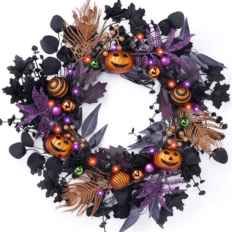 Valery Madelyn 24 Pumpkin Halloween Wreath For Front Door