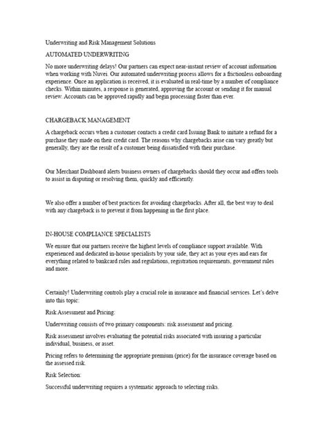 Underwriting And Risk Management Solutions Pdf Underwriting Insurance