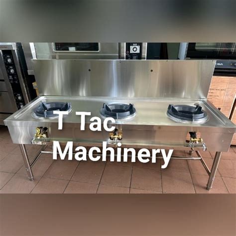 Stainless Steel Kwali Range 3 Burner High Pressure Dapur Gas Masak 3 Tungku Commercial Stove