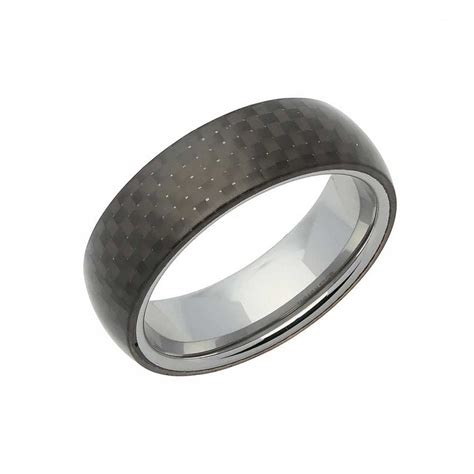 Francis And Gaye Mens Tungsten Carbide Black Carbon Fibre 7mm Ring Tur