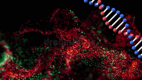Animation Of Dna Helix Over Dots Forming Dynamic Waves Against Black Background Stock Video
