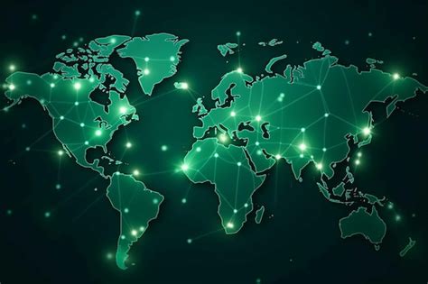 Premium Photo Abstract Polygonal World Map On Green Background Vector