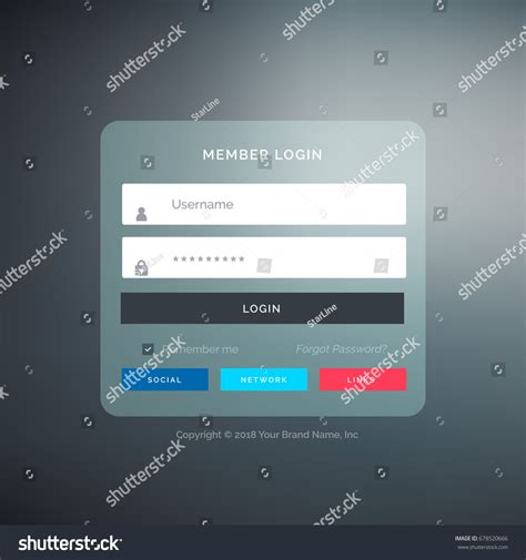 Elegant Login Ui Template Form Design Stock Vector Royalty Free 678520666