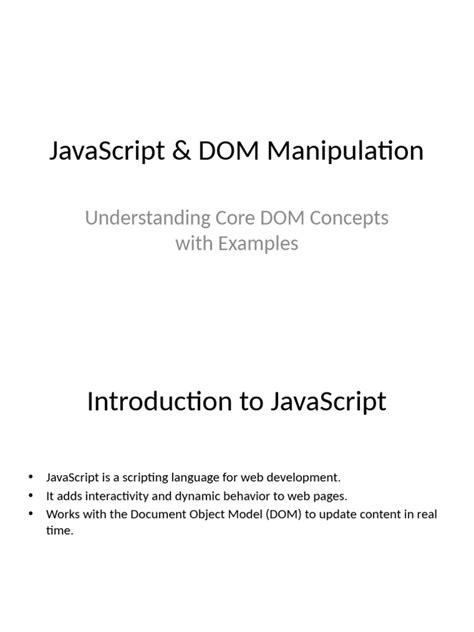 Javascript Dom Manipulation Guide Pdf