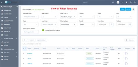 Advanced Lead Filters Module For Perfex Crm By Sejalinfotech Codecanyon