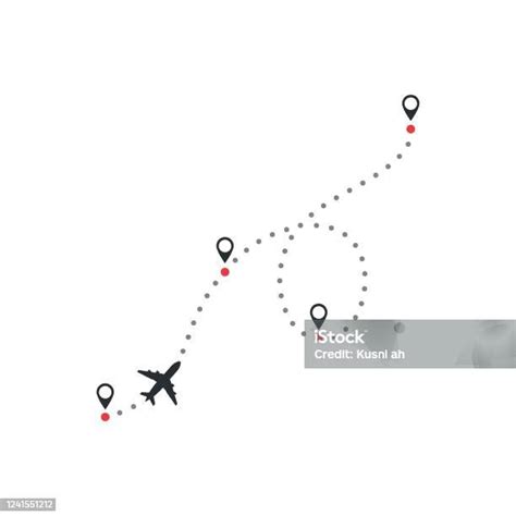 시작점 그림이 있는 비행기 비행선 노선 벡터 0명에 대한 스톡 벡터 아트 및 기타 이미지 0명 개념 거리 Istock