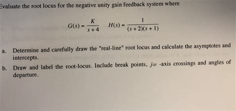Solved Valuate The Root Locus For The Negative Unity Gain