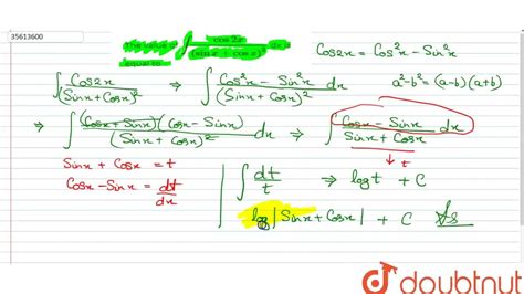 The Value Of Int Cos2x Sinx Cosx 2 Dx Is Equal To