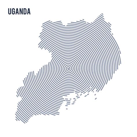 Vector Abstract Hatched Map Of Uganda With Spiral Lines Isolated On A
