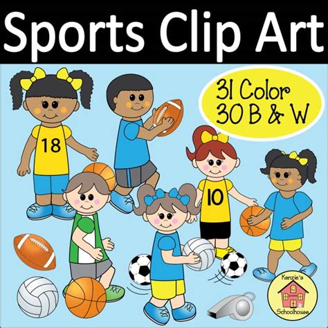 Sports Clip Art By Kenzies Schoolhouse Tpt