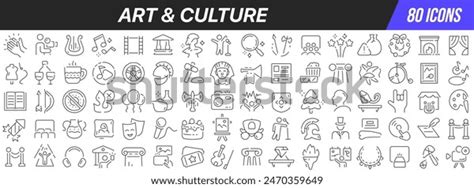 Art Culture Line Icons Collection Big Stock Vector Royalty Free 2470359649 Shutterstock