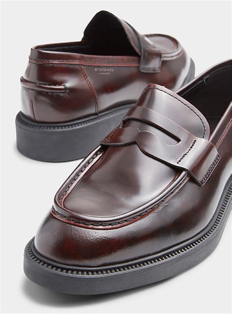 Alex M Burgundy Leather Penny Loafers Men Vagabond Shoemakers Shop