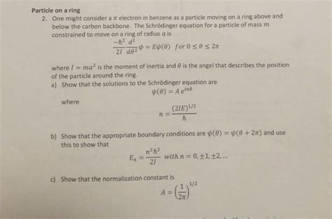 Solved Particle On A Ring One Might Consider Af Electron Chegg