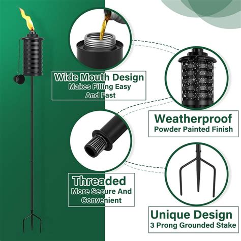 Snogswog Citronella Torches For Outside Set Of 6 16 Oz Outdoor Garden