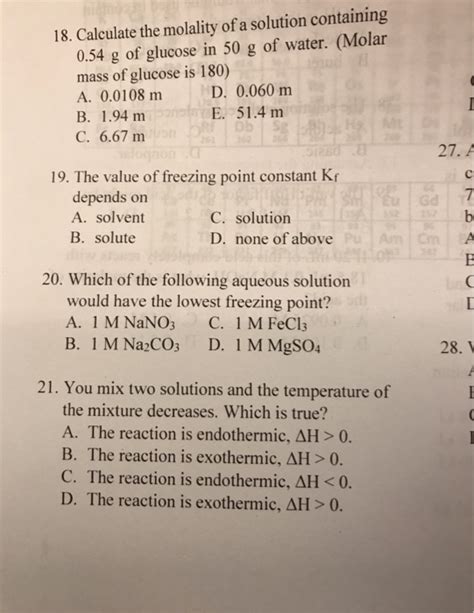 solved 18 calculate the molality of a solution containing