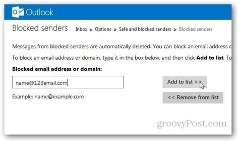 Outlook Com Add Email Addresses To The Blocked List