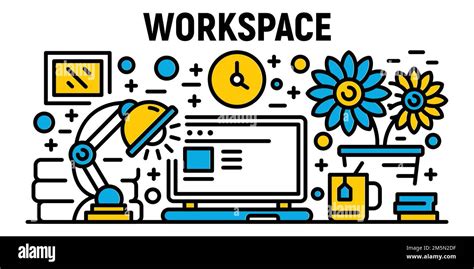 Freelancer Workspace Banner Outline Illustration Of Freelancer