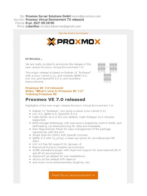 Proxmox Virtual Environment 70 Released Pdf Operating System