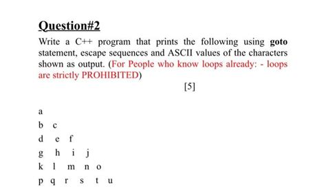 Solved Question Write A C Program That Prints The Chegg