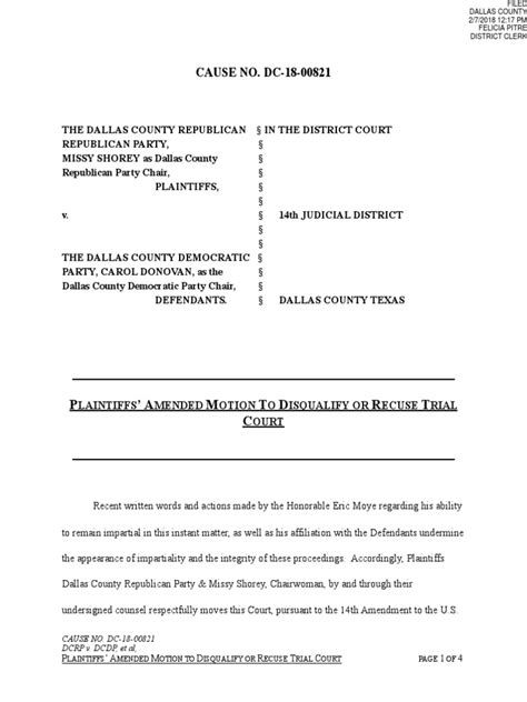 Amended Motion To Recuse Court Copy Redacted 2 Judicial Disqualification Judiciaries