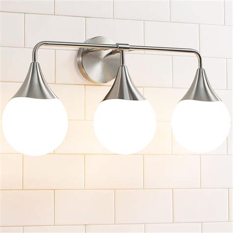 Hahzt Bathroom Vanity Light Fixtures Brushed Nickel 3 Light Mid