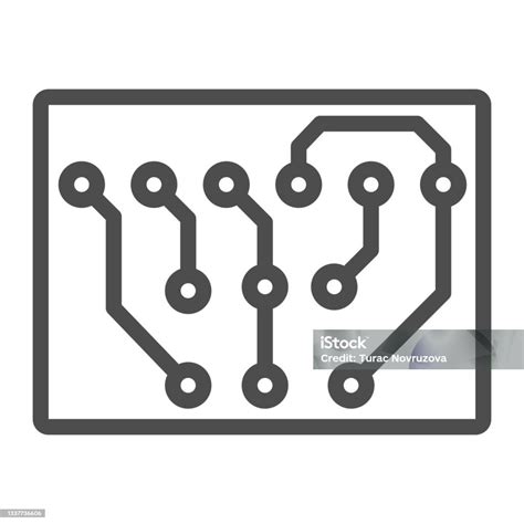 Copmact Prited 회로 기판 직사각형 모양 라인 아이콘 전자 개념 흰색 배경에 Pcb 벡터 기호 모바일 개념 및 웹 디자인에 대 한 개요 스타일 아이콘 벡터 그래픽