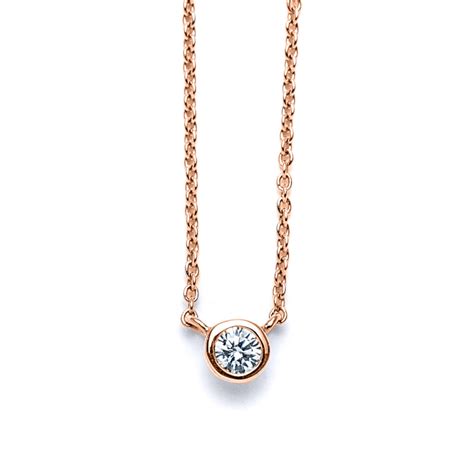 Round Diamond Rose Gold Necklace Landing Company