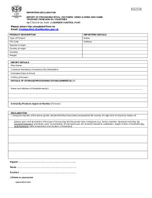 Fillable Online Importers Declaration Form Fax Email Print PdfFiller
