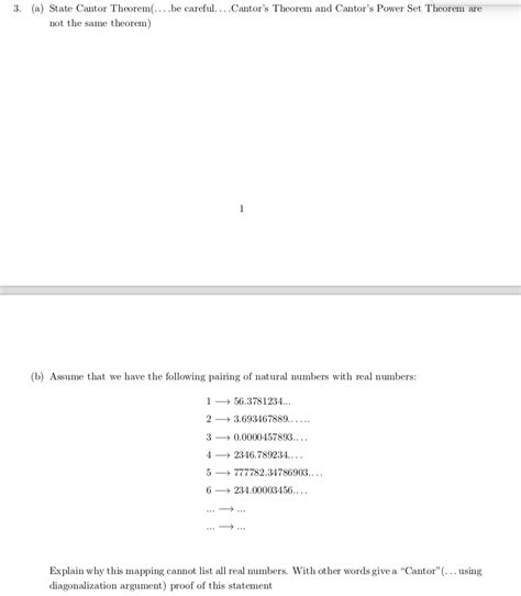 Solved 3 A State Cantor Theorembe Careful
